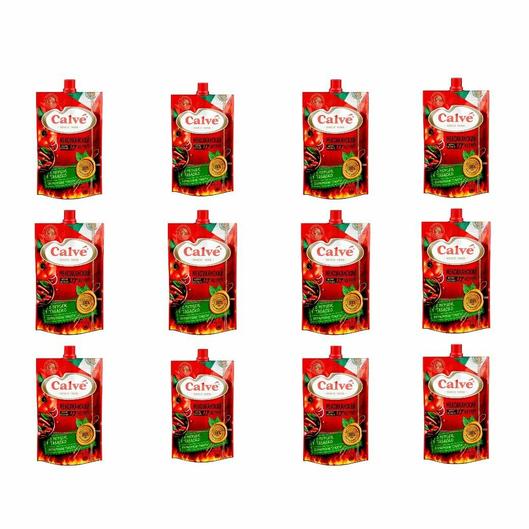 Calve Кетчуп, Мексиканский, с перцем табаско, 350 гр, 12 уп.