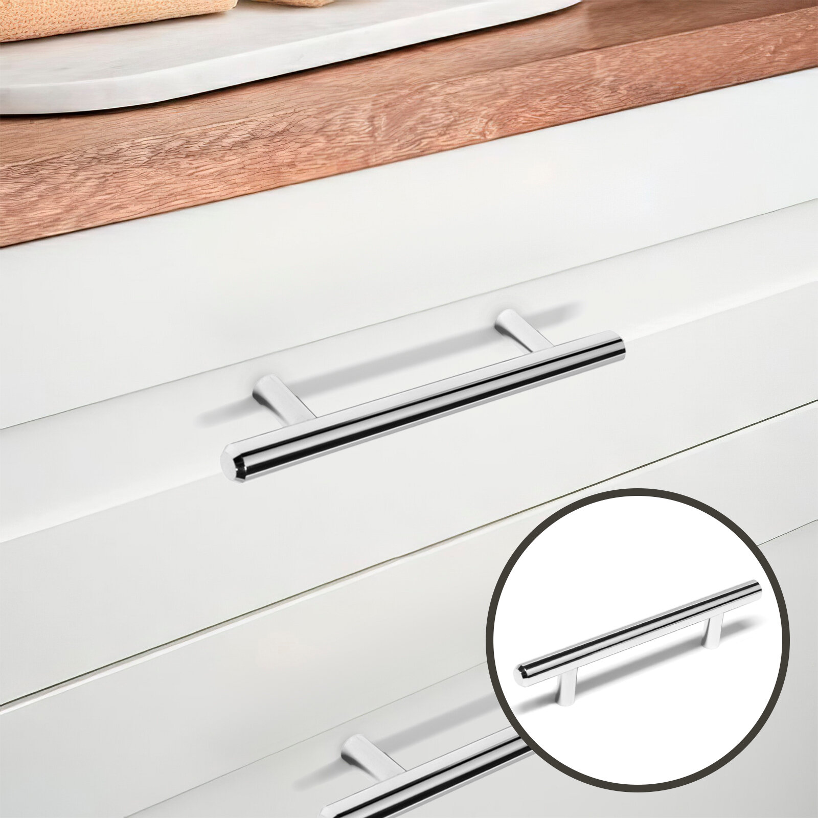 Ручка рейлинг тундра BISTRO, d=12 мм, м/о 96 мм, цвет хром, 4 шт.