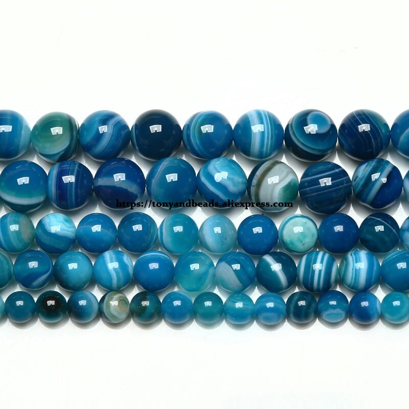 Синий сардоникс агат бусины Tony and Beads 6 8 10 12 мм 8mm 45 to 48pcs