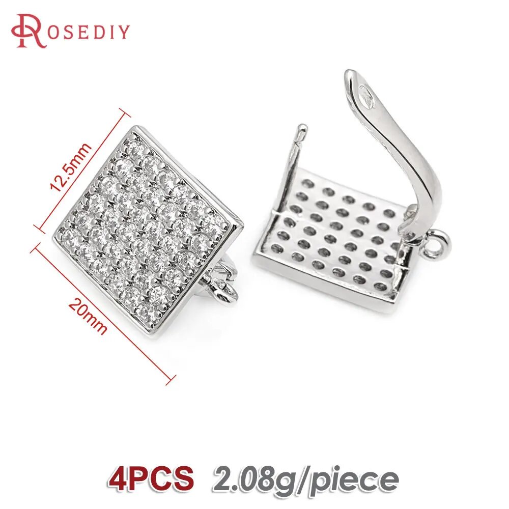 Серьги-гвоздики Rosediy из латуни под золото 4 шт. 50947-Platinum Color