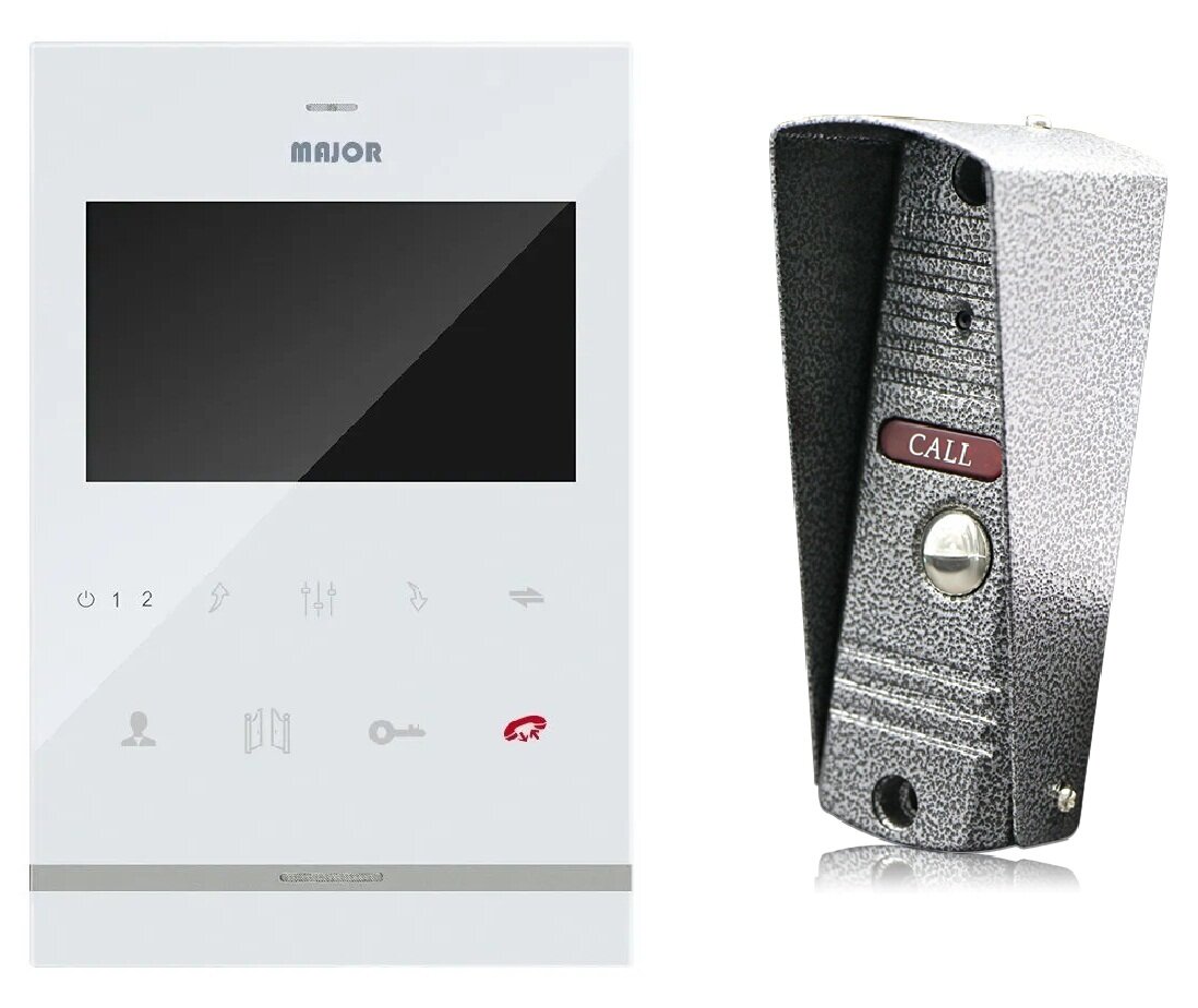 Комплект видеодомофона для дома, дачи, квартиры 4.3" с уличной вызывной панелью(серебряной), цвет белый, режим "не беспокоить", видеодомофон