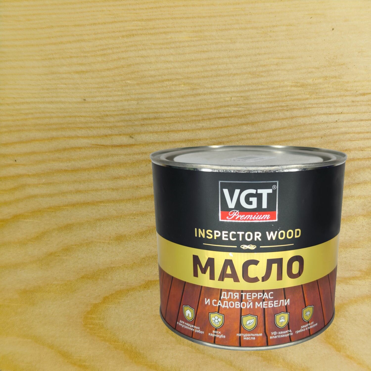 Масло для террас и садовой мебели VGT Premium Inspector Wood (1,8л) бесцветный