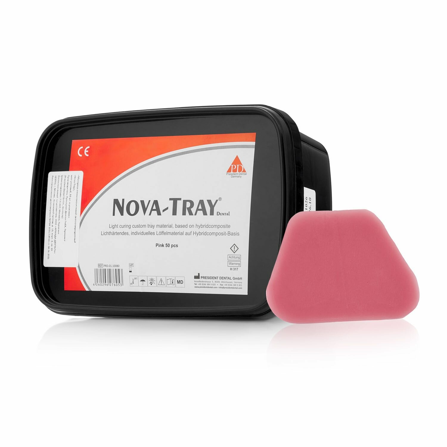 Зуботехнические пластины светоотверждаемые NOVA TRAY President Dental, для изготовления индивидуальных ложек, 50шт