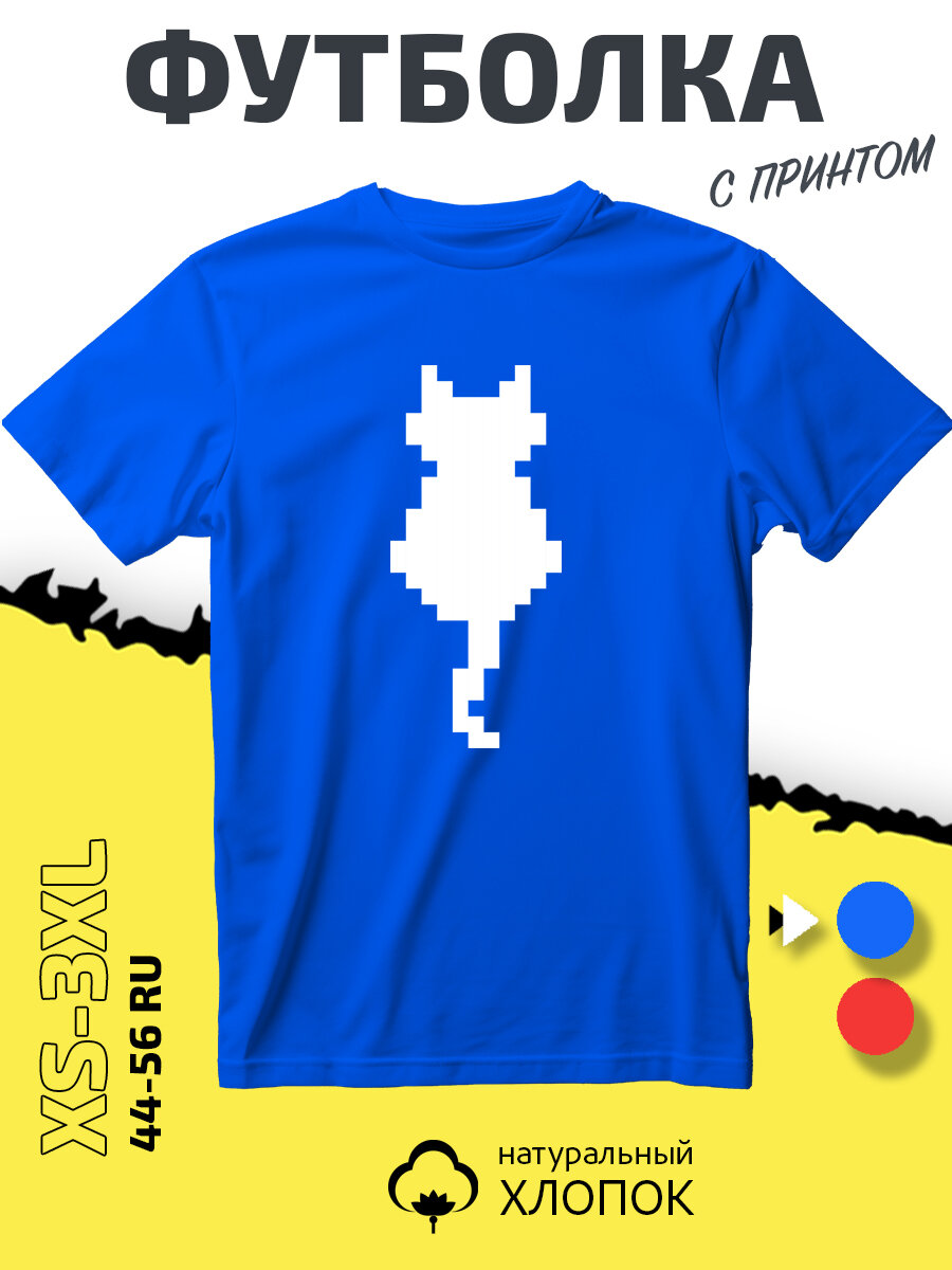 Футболка с принтом кот пиксель