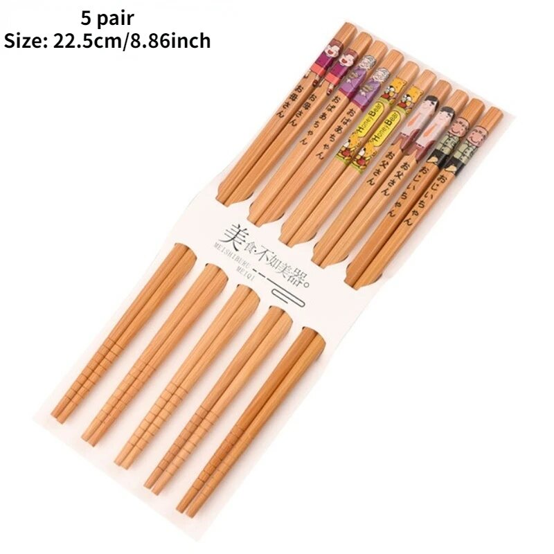 Бамбуковые палочки для еды 5 пар Розовый, 5 pair