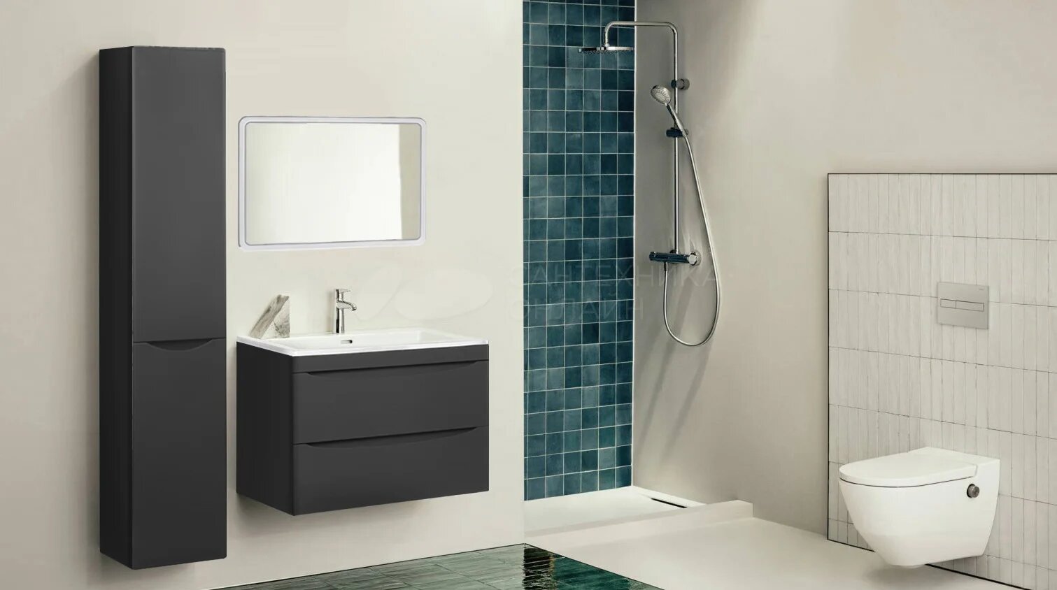 Пенал универсальный Style line Бергамо 30 с корзиной, Люкс антискрейтч серый (петли слева)