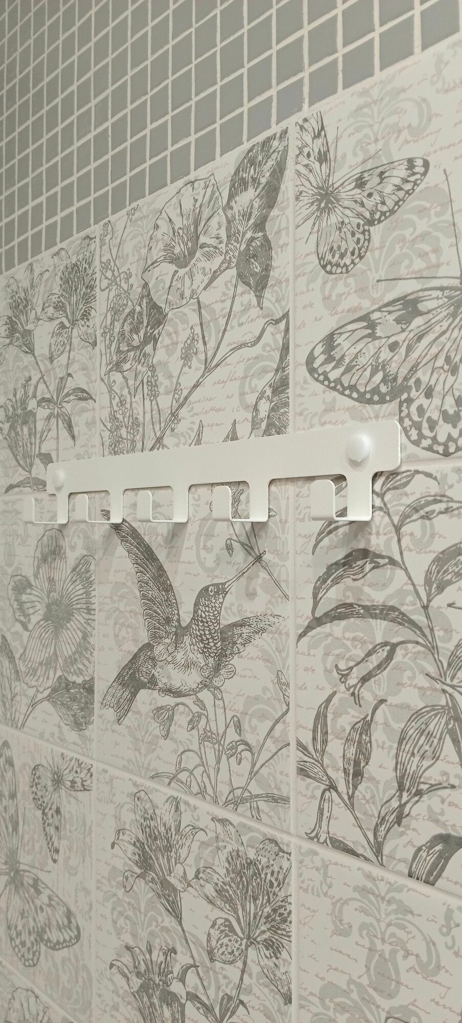 Крючки для ванной, оцинкованные, с полимерным покрытием, 5 крючков, 35x3x5 см, белые