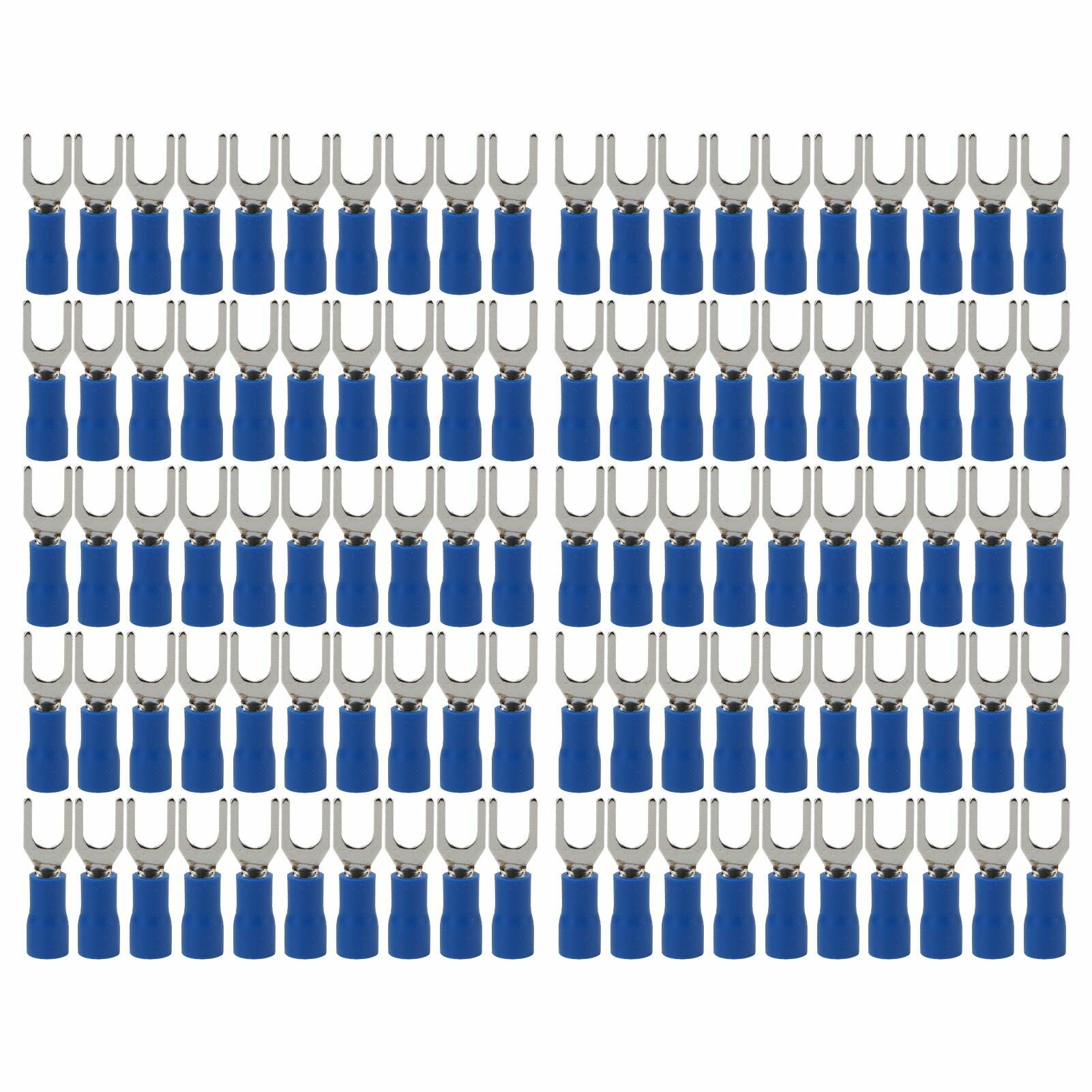 100 шт. вилочный разъем, синий, стабильная проводимость, 19 А, безопасные изолированные обжимные клеммы, клеммы для транспортировки
