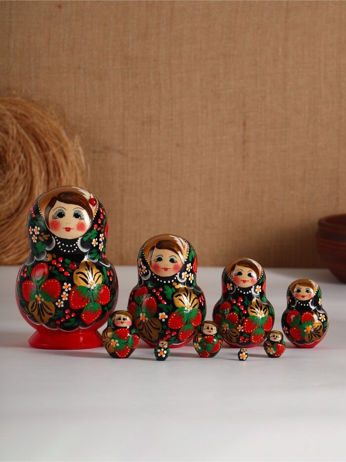 Матрешка дерево «Яркая хохлома», 10 кукольная