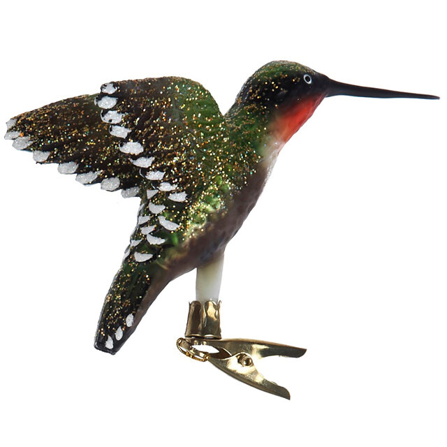 Стеклянная елочная игрушка Колибри с Карибского моря 13 см темно-зеленая, клипса, Kurts Adler (Куртс Адлер), NB0589-2