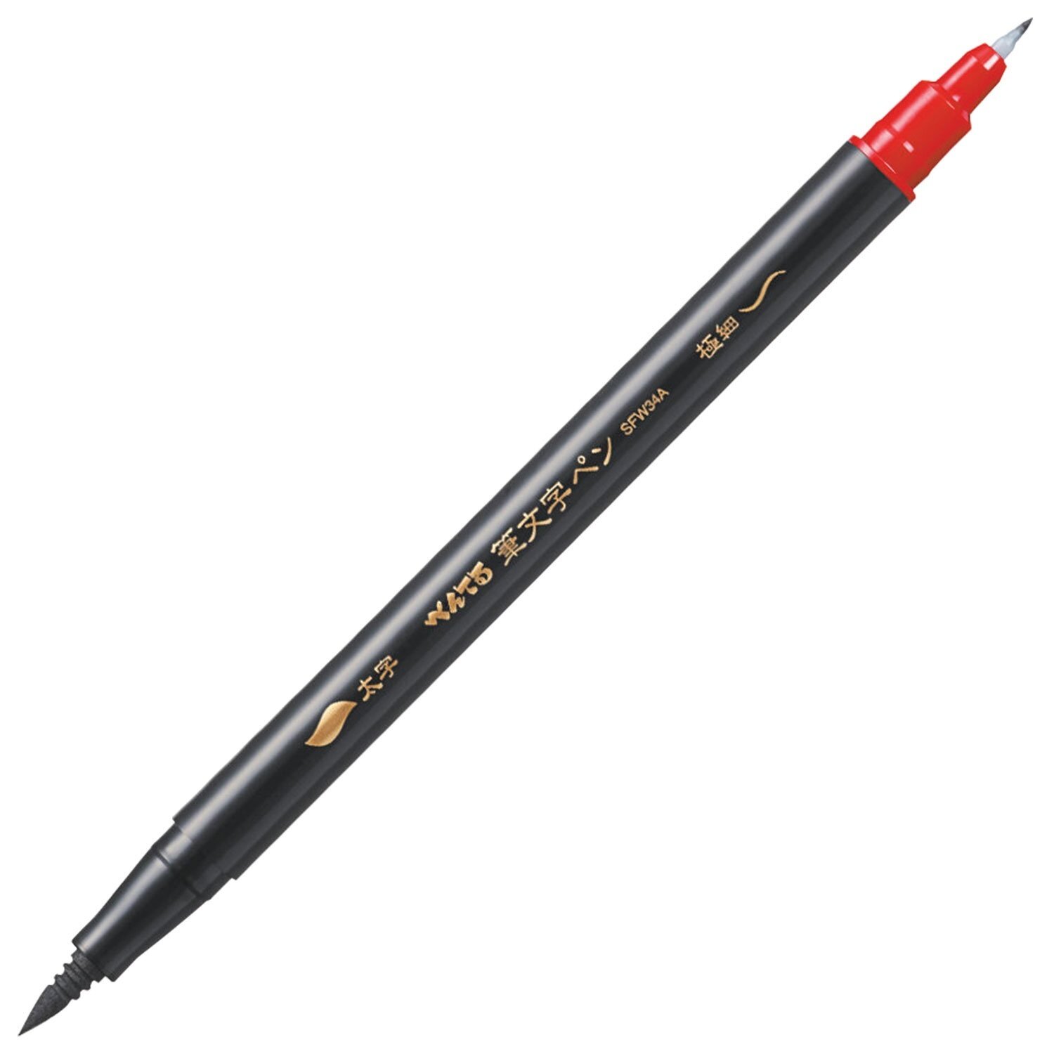 Фломастер-кисть Pentel двусторонний, 1,2/10,5 мм, черный (XSFW34A)