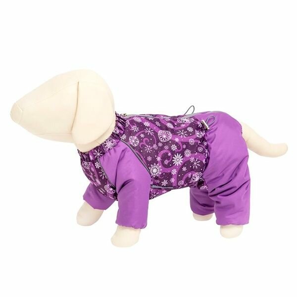 Комбинезон для собак OSSO "Снежинка", на синтепоне, девочка, 35 см, принт Сирень