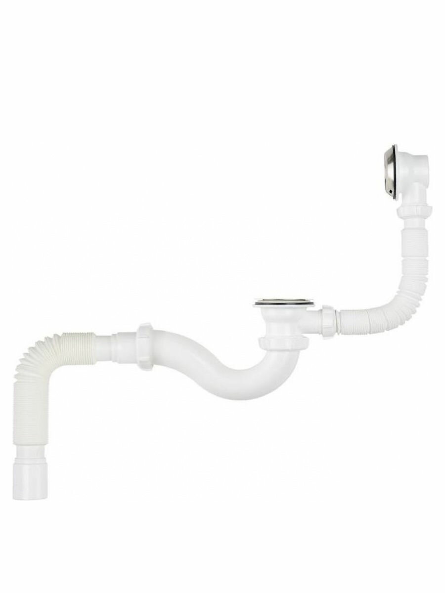 Сифон для ванны Aquant регулируемый, с выпуском и переливом с гт, 40х50