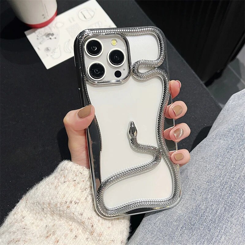 Крутой 3D чехол для телефона со змеиным полым рассеиванием тепла для Samsung Galaxy A16 A15 A14 A26 A36 A56 A54 A55 A06 Мягкий чехол с гальваническим покрытием