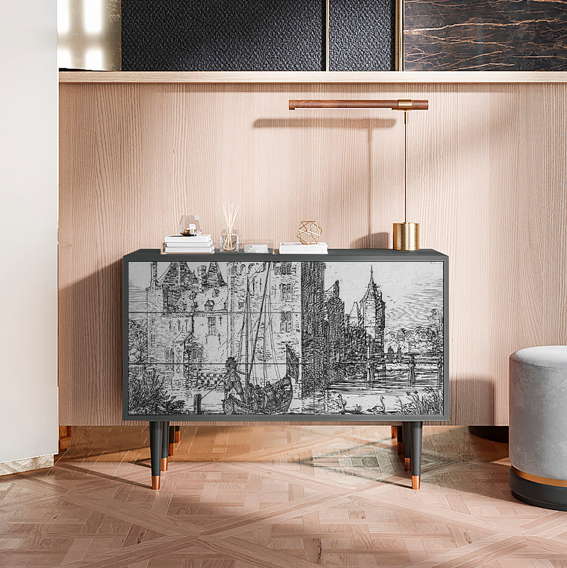 Комод - STORYZ - S3 Castle with Lift Bridge by Pieter Breugel , Размер - 115 x 84 x 41 см, Цвет корпуса - , Антрацит