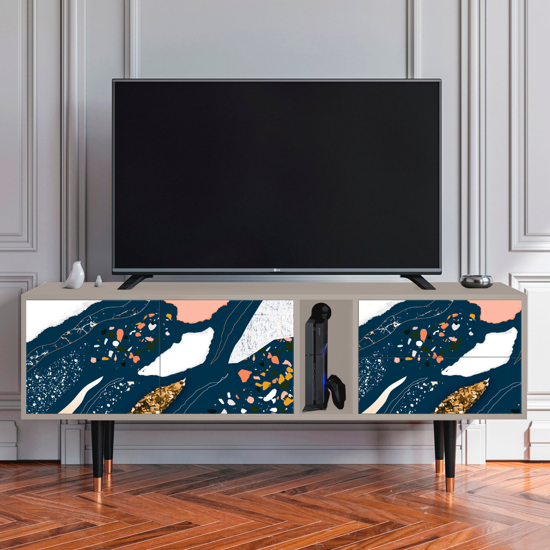 ТВ-Тумба - STORYZ - T1 Nude Iceberg, Размер - 170 x 69 x 48 см, Цвет корпуса - , Сатин