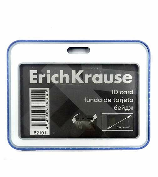 Бейдж Erich Krause горизонтальный, вставка 85х54 мм, голубой (62101)