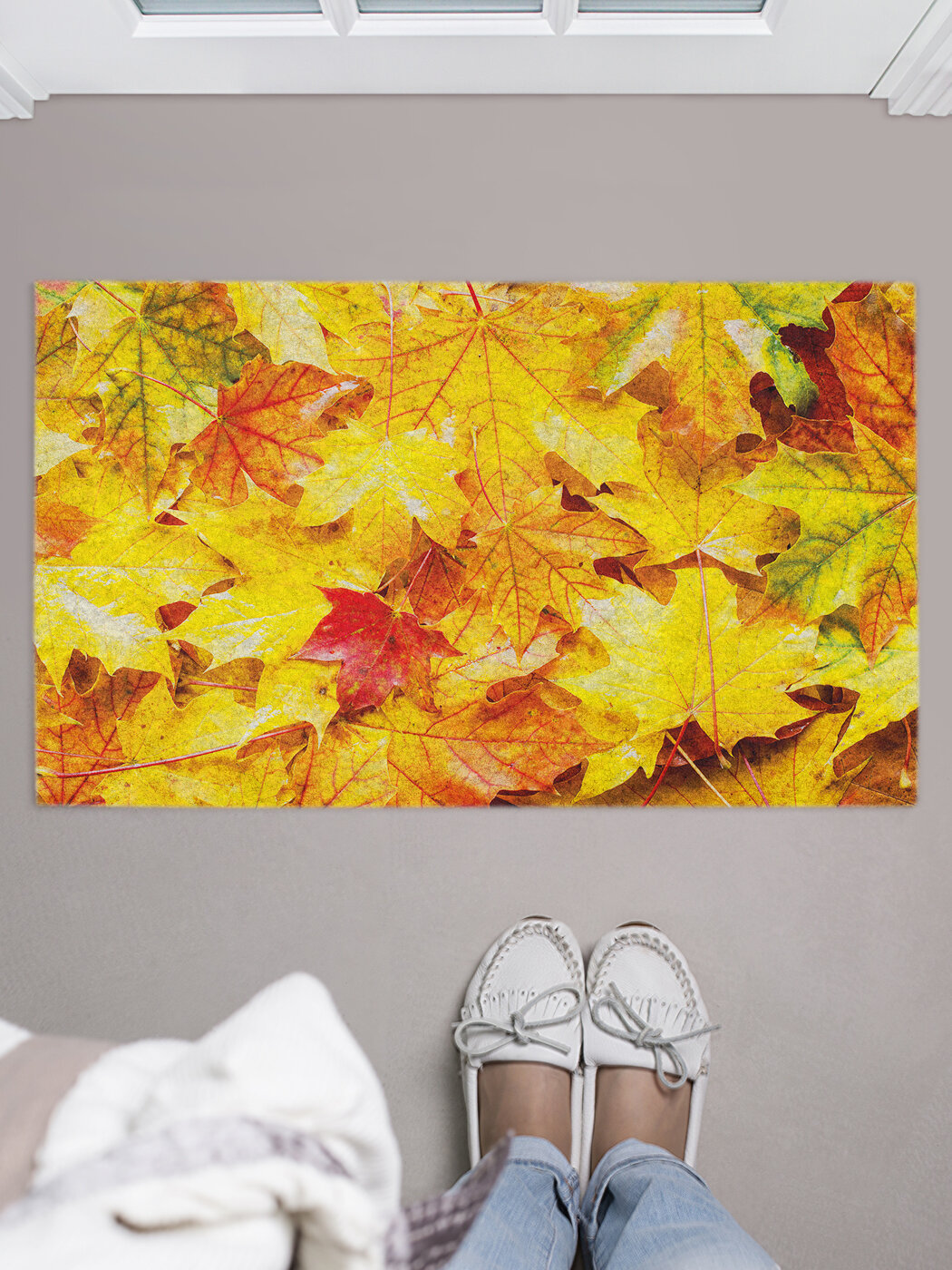 Коврик придверный в прихожую с принтом "Ковер кленовых листьев" 45 на 75 см , JoyArty