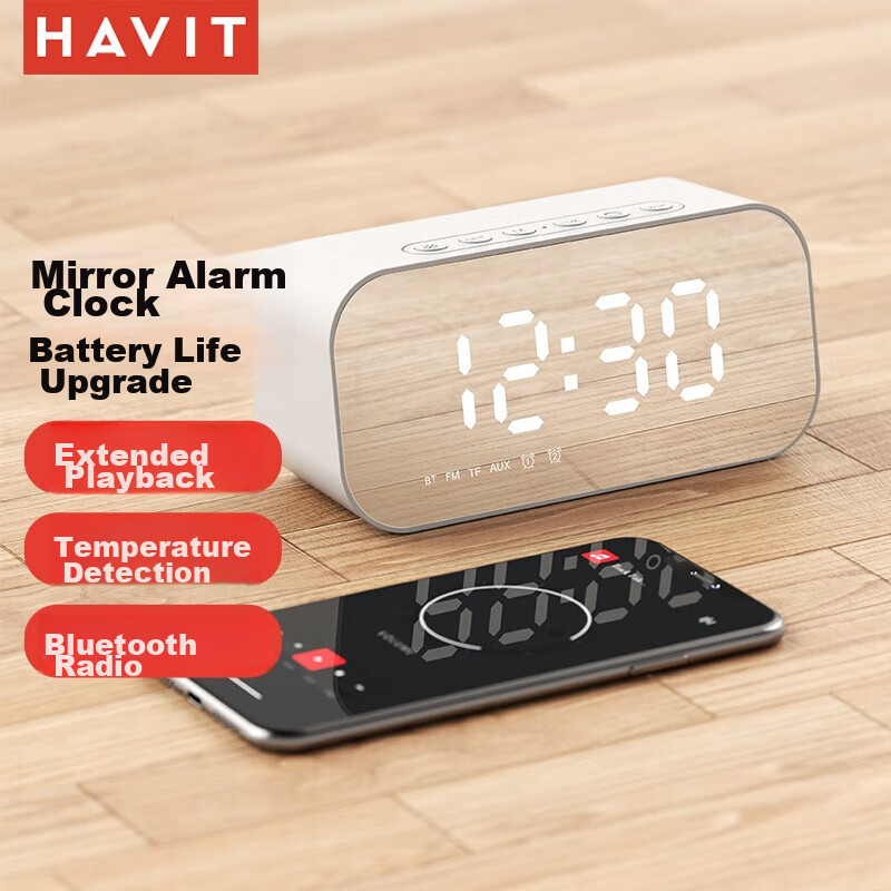 Havit M3 беспроводной Bluetooth-колонка с будильником и зеркальным дисплеем мини-портативная настольная колонка с
