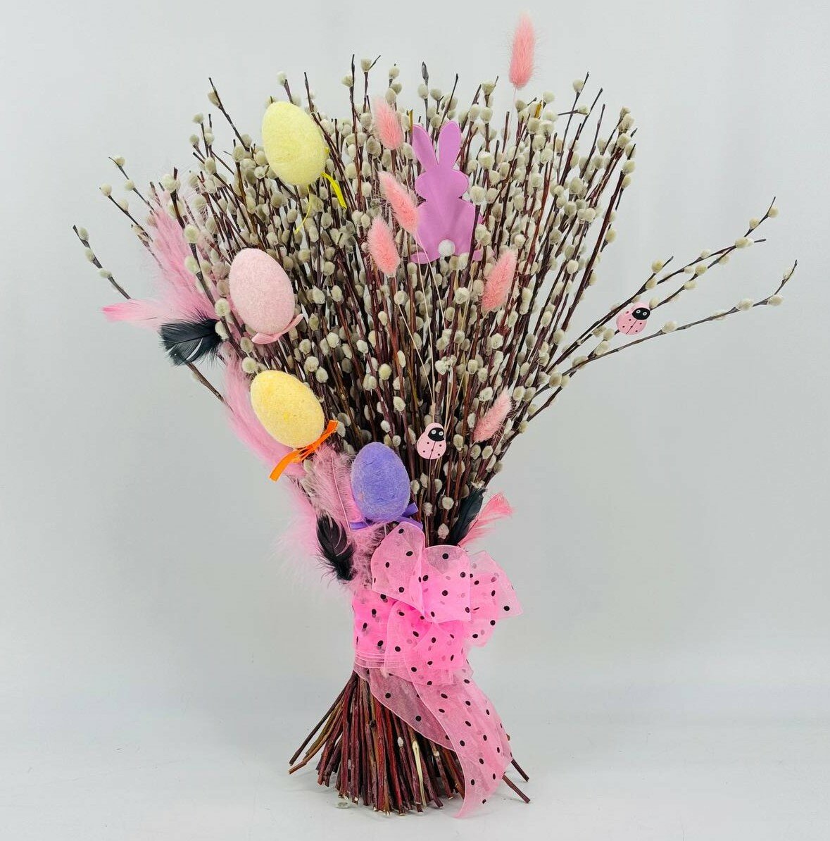 Дизайнерский пасхальный букет из натуральной вербы 151 ветка. Верба живая красноталка