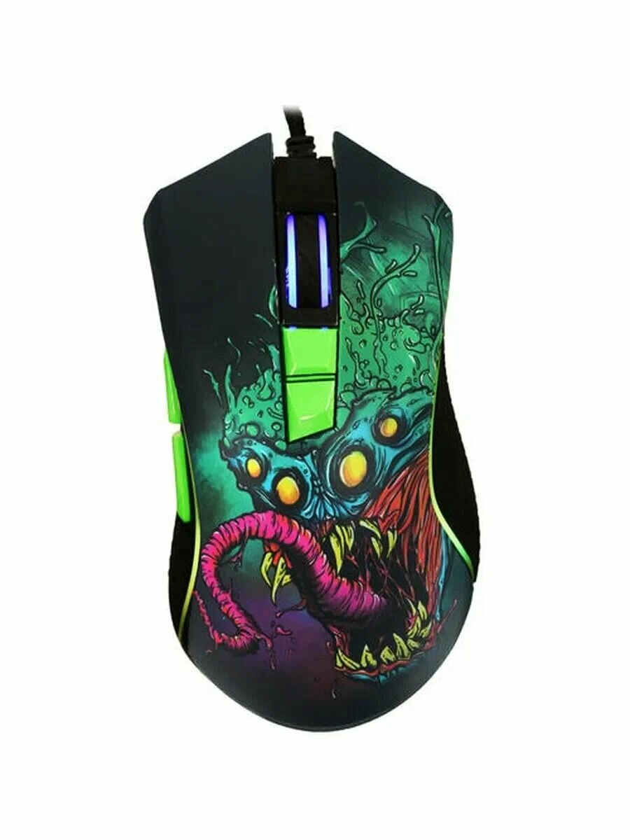Игровая компьютерная проводная мышь, 12400 dpi, светодиодный, USB Type-A, кнопки - 7, зеленый, ARDOR
