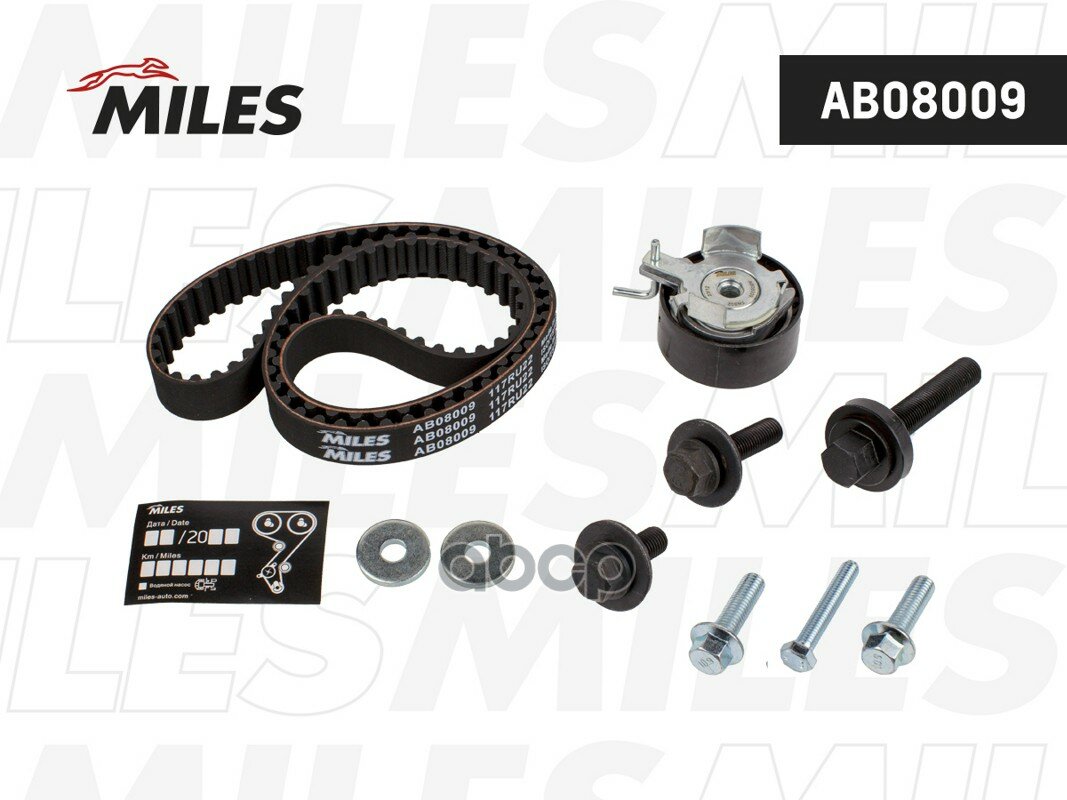 Ремень ГРМ [117x22] + ролик + крепеж Miles арт. AB08009