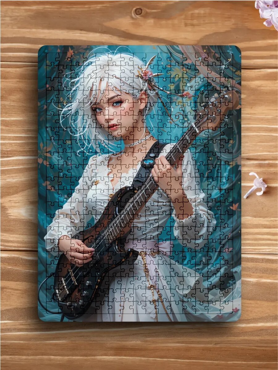 Деревянный пазл в подарок "Девушка с гитарой"