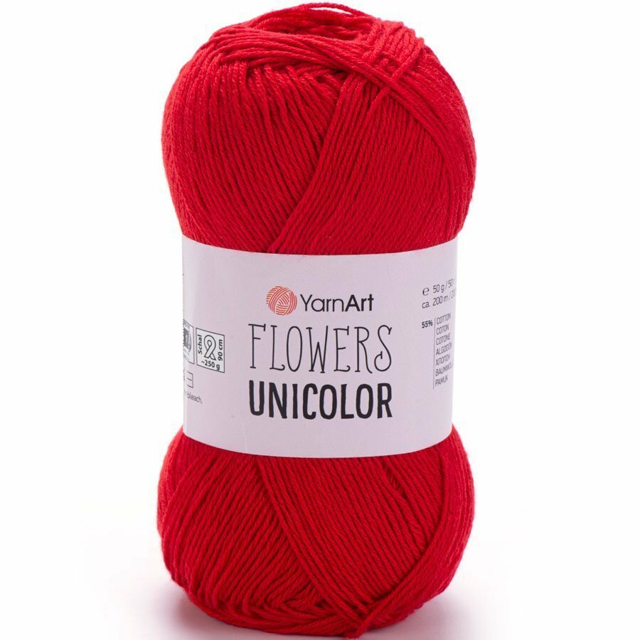 Пряжа Yarnart FLOWERS UNICOLOR 738 красный (5 мотков)
