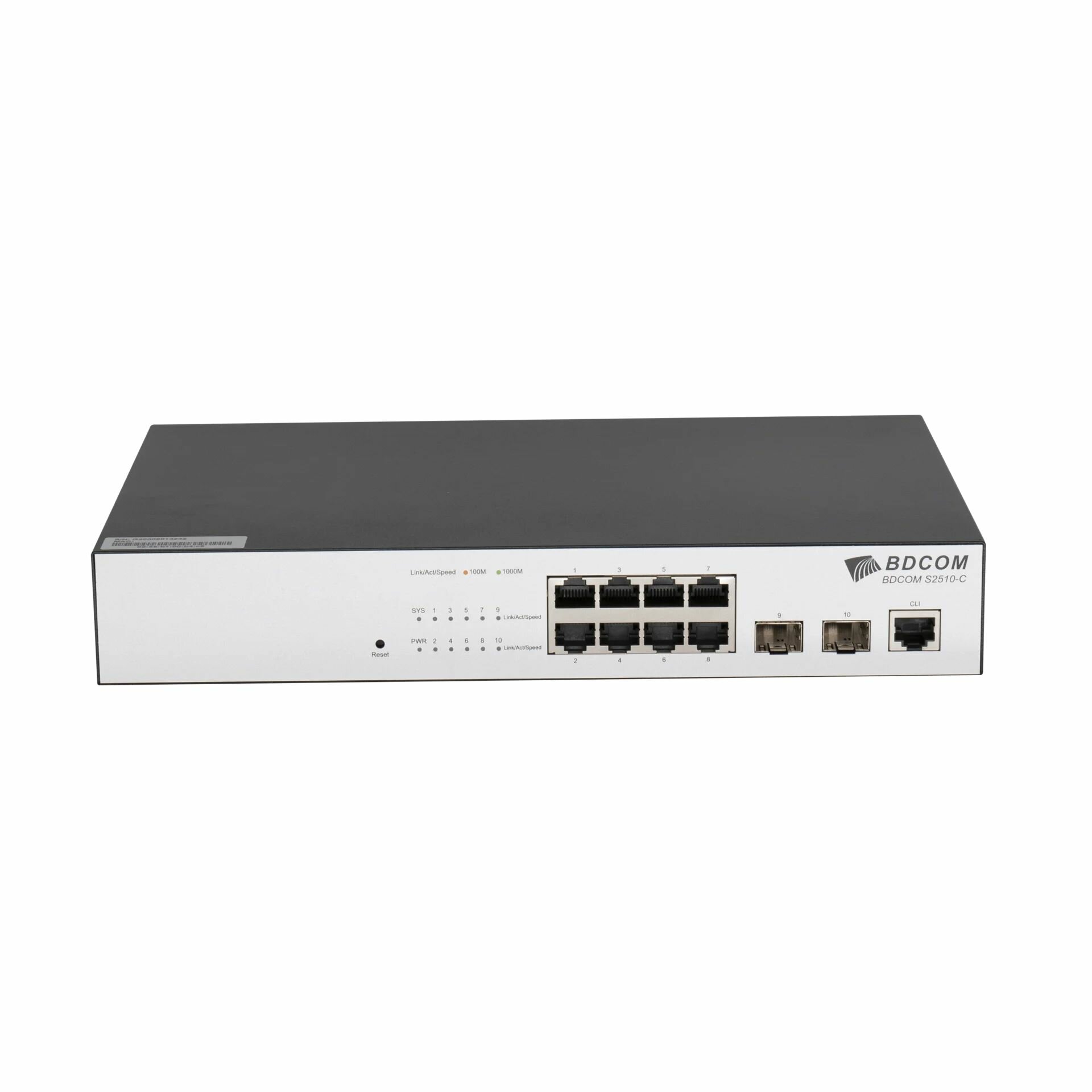 Управляемый коммутатор уровня 2 BDCOM S2510-C, 8x 10/100/1000Base-T, 2x 100/1000BASE-X (SFP), 220VAC