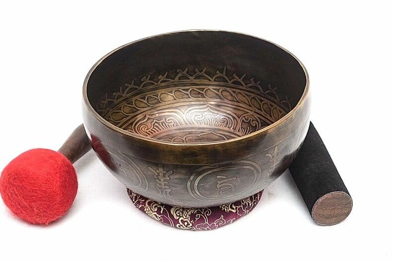 Кованая поющая чаша Etching ( 13,3 см, нота: Соль, 392 Гц )