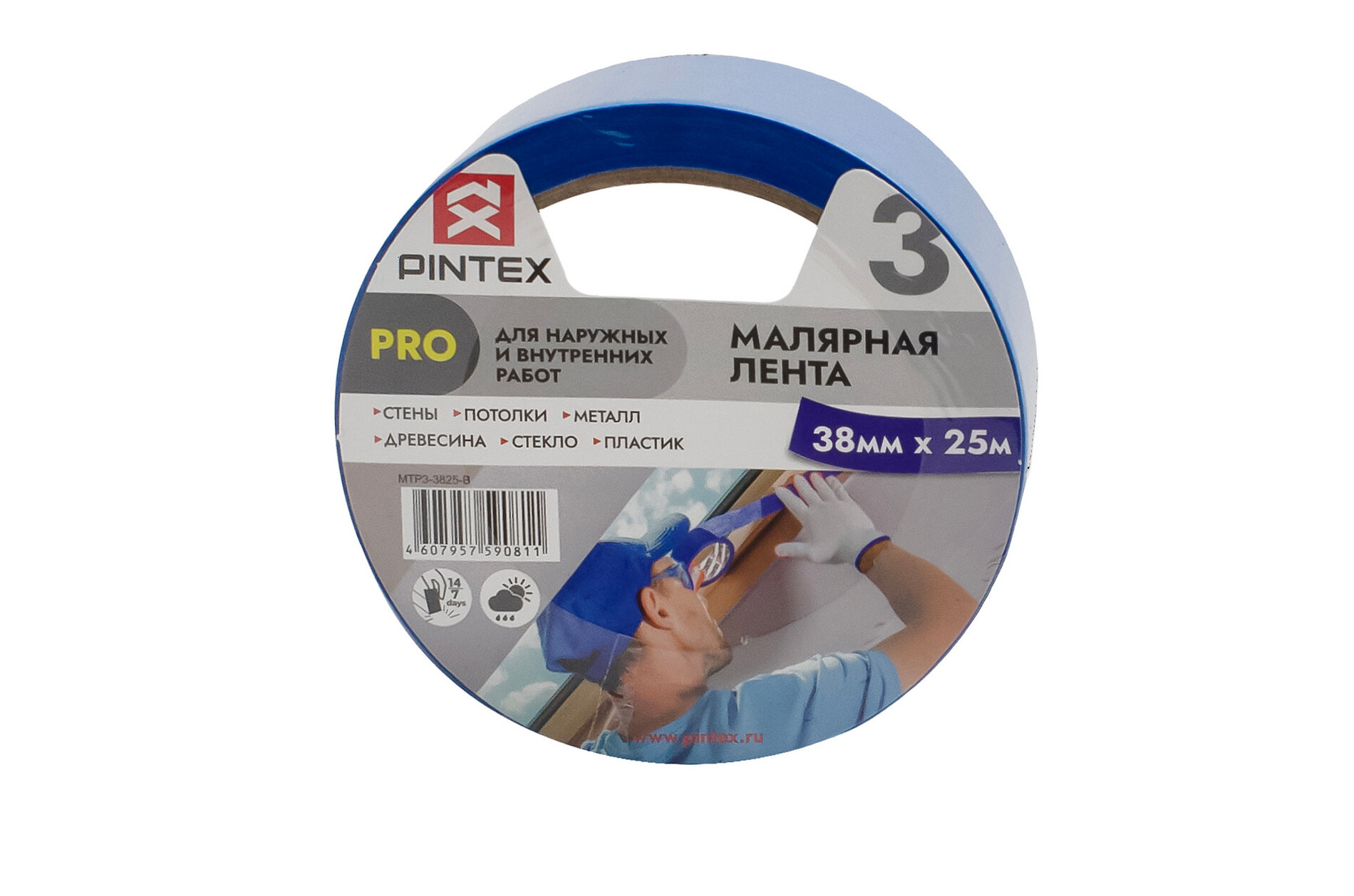 Лента Pintex Pro малярная синяя 38ммх25м