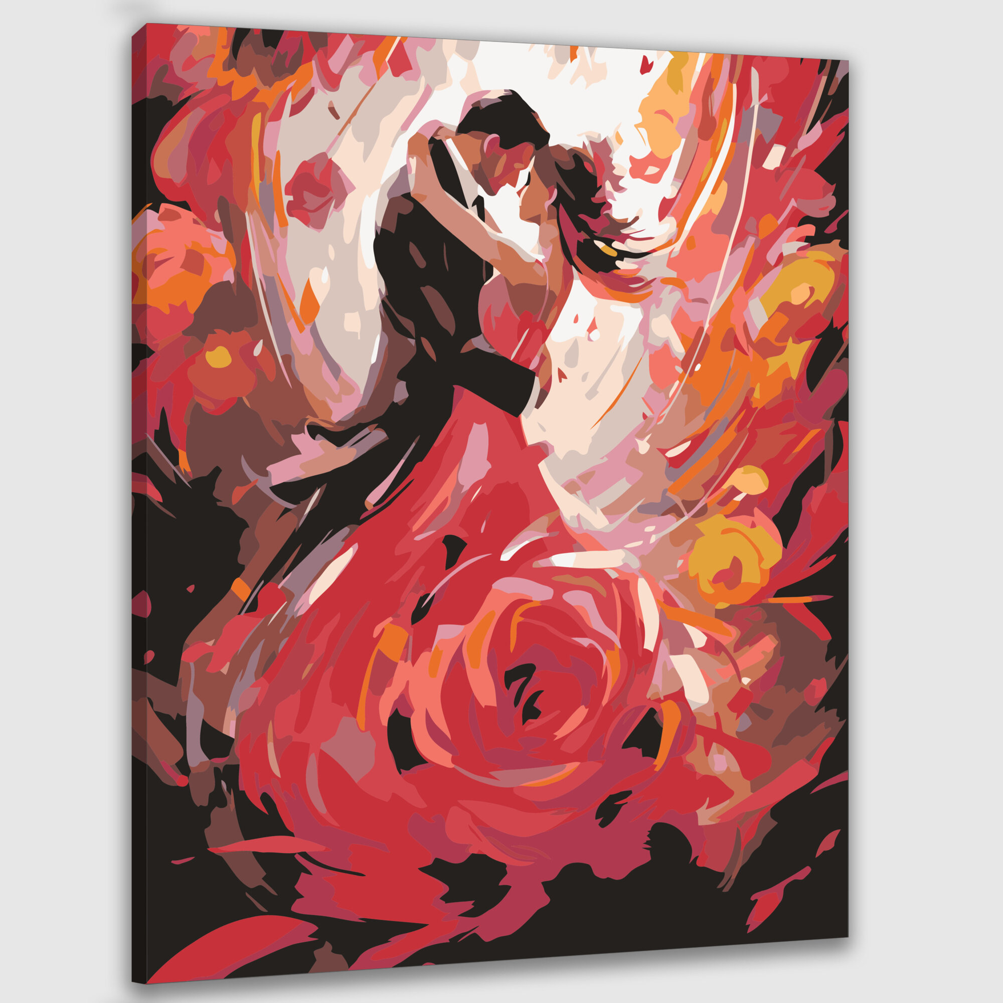 Картина по номерам 40x50 см, сюрреализм, цифровая картина, вечная любовь, букет роз, завораживающий танец цвет