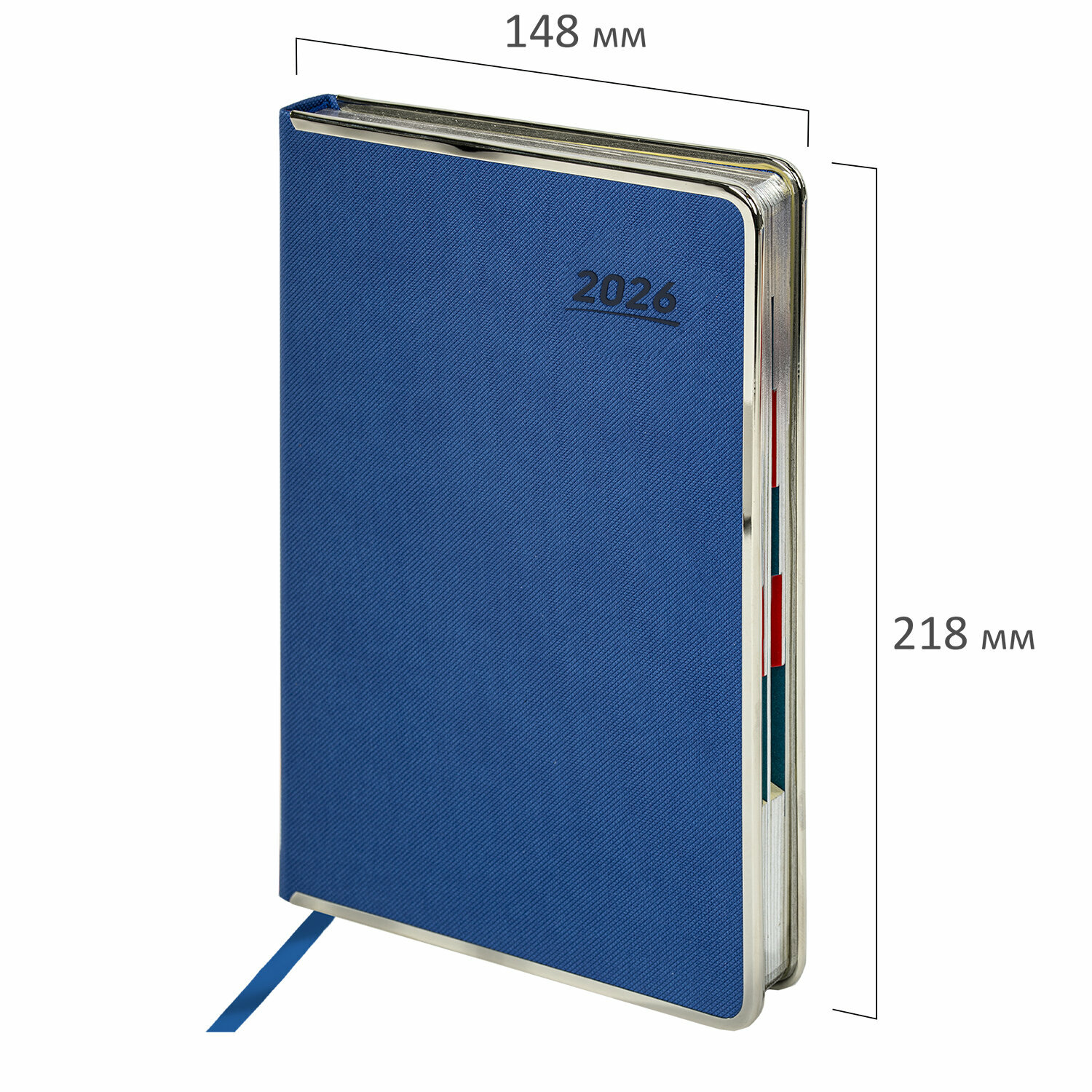 Ежедневник датированный 2026 А5 148х218 мм, GALANT "Infinity Silver", под кожу, синий, 117496