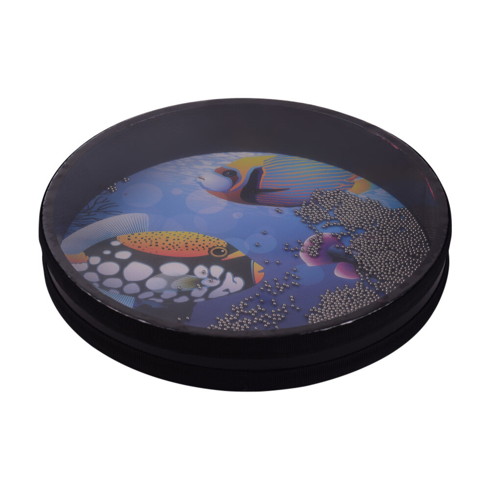 10-дюймовый деревянный барабан в форме морского волны, излучающий мягкий звук, музыкальная игрушка, черный.