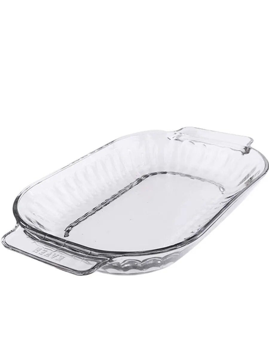 Прямоугольное стеклянное блюдо с ручками 24х17 см