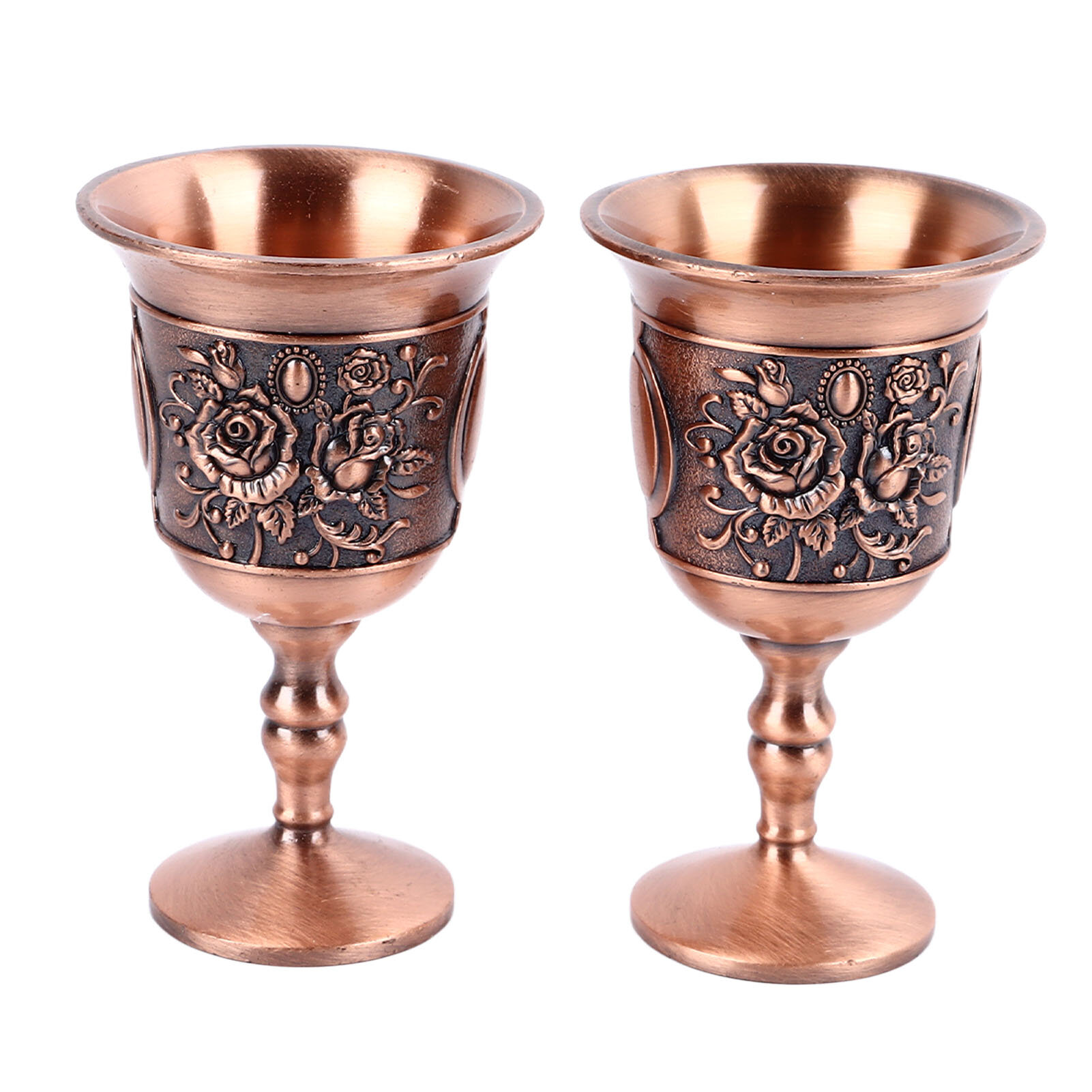 Винтажные металлические бокалы для вина с тиснением, декоративные металлические бокалы в стиле ретро для домашнего бара, 2 шт, розовое золото