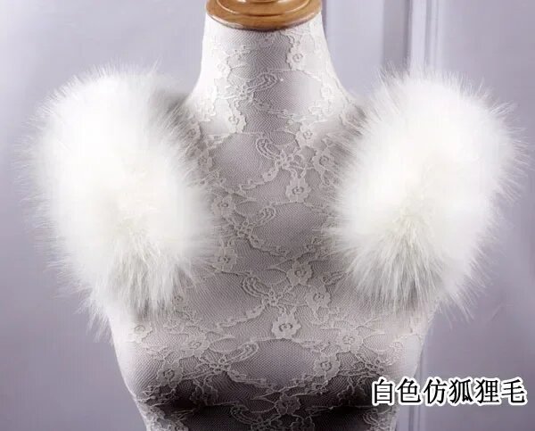 Qearlstar Женщины Faux Мех куртка украшение Мех плечо плечовая полоса 2pcs одежда сумка аксессуары,100,26,5, искусственный мех, полиэстер, полиэстер, белая, SKU00340