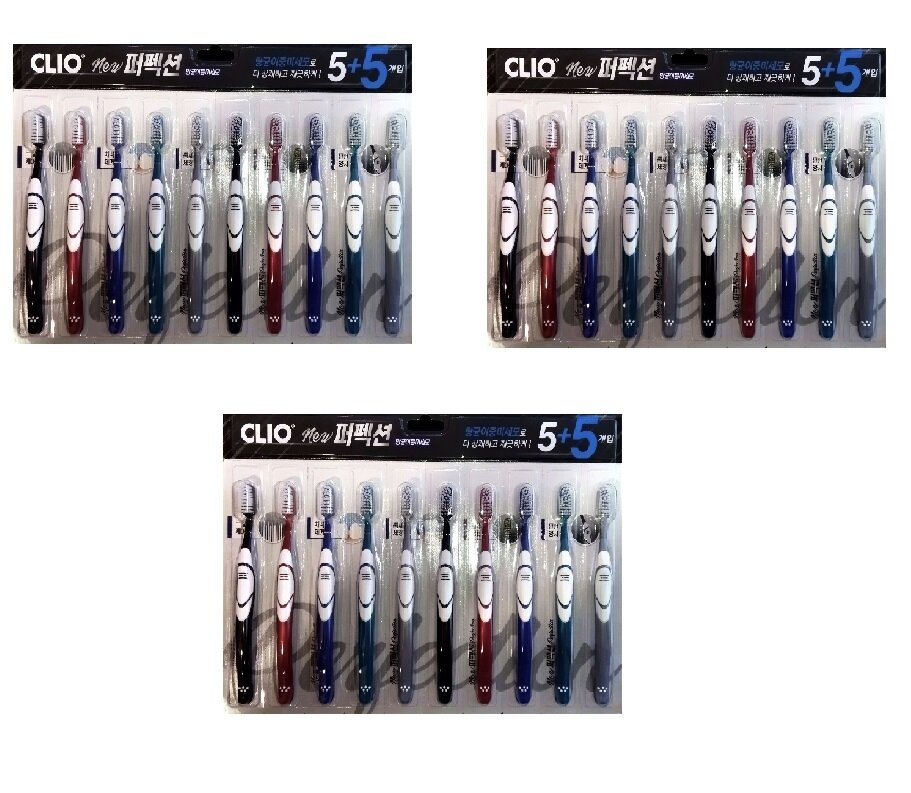 Набор щеток зубных Clio Toothbrush, New Perfection Antibacterial Double Fine Toothbrush,10 шт, 3 шт