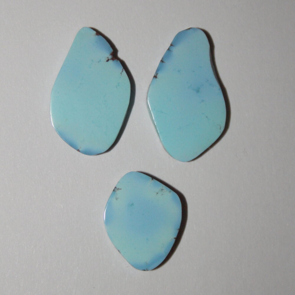 Тройка кабошонов Бирюзы, сет кабошонов Бирюзы, Казахстан, "True Stones"