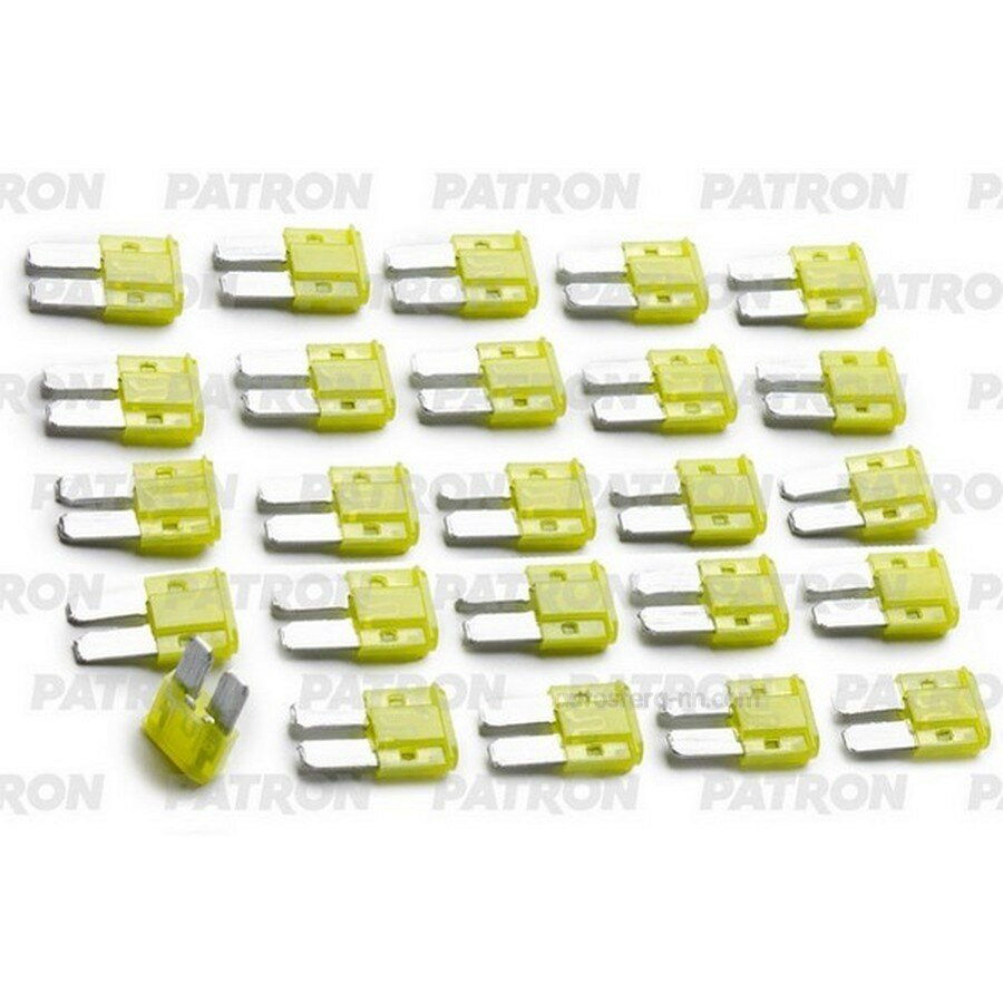 PATRON PFS057 Предохранитель пласт. коробка 25шт MICRO2 Fuse 20A желтый