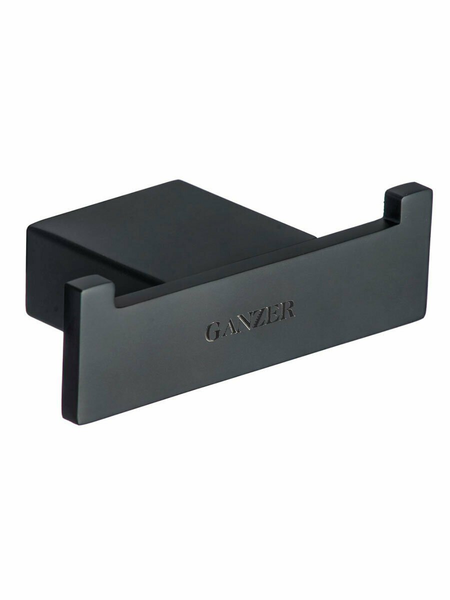 Двойной настенный крючок для ванны от бренда Ganzer из латуни GZ88152-C черный