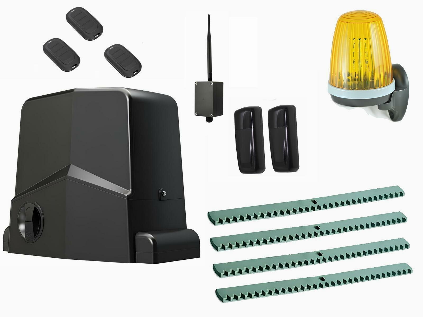 Автоматика для откатных ворот ARW-1000MKIT FULL4-BT-Т3, комплект: привод, 3 пульта, лампа, фотоэлементы, 4 рейки, Bluetooth-модуль