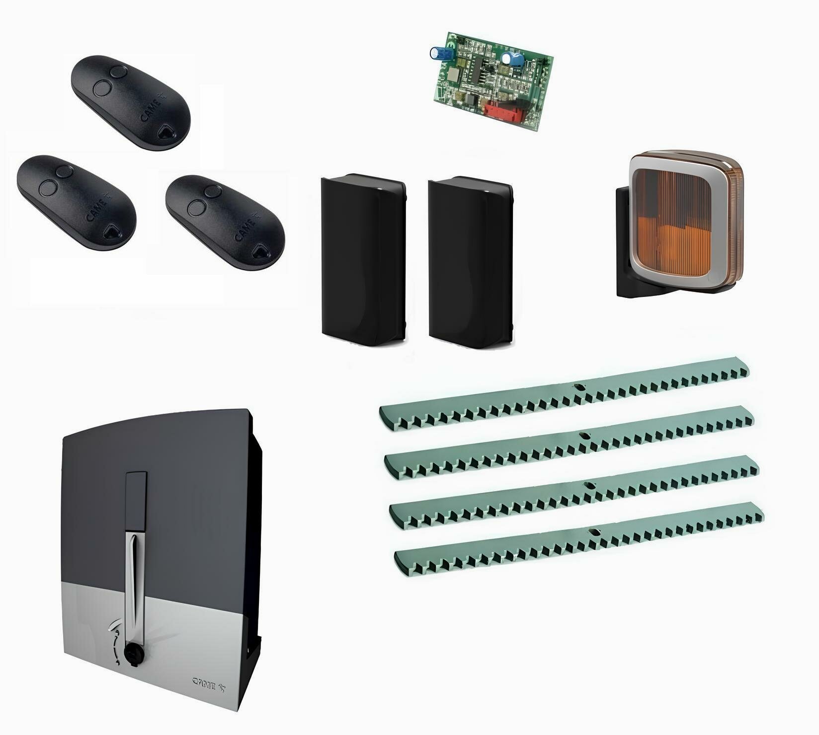 Автоматика для откатных ворот BXL04AGS FULL4-A-Т3, комплект: привод, радиоприемник, 3 пульта, фотоэлементы, лампа, 4 рейки