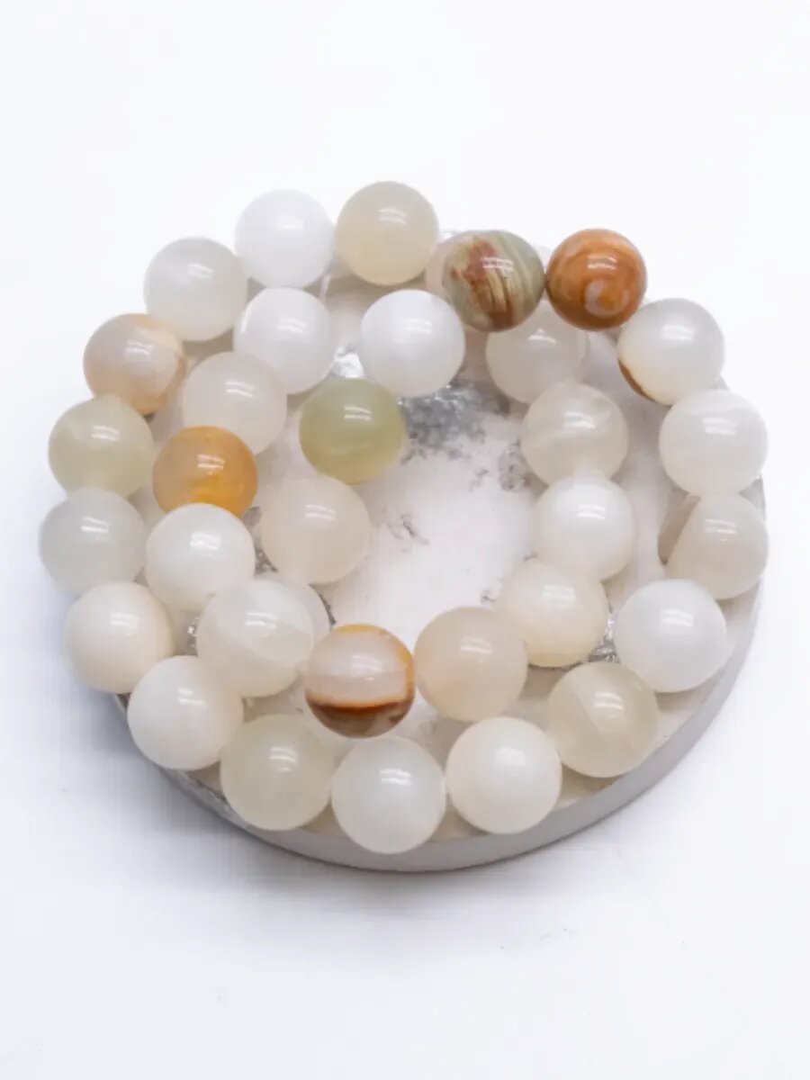 1454 Круглые оникс белый для создания украшений 12 мм 1 нить