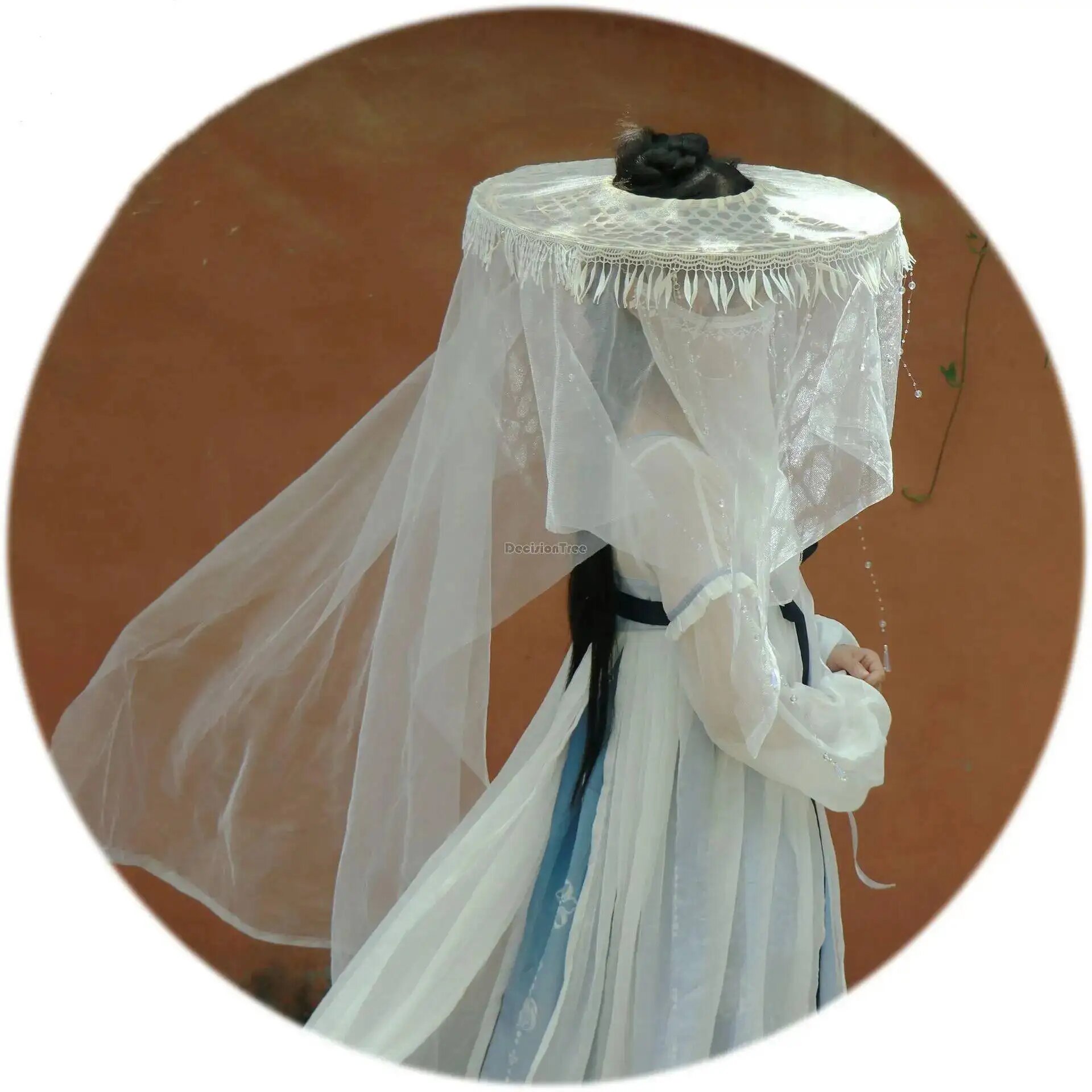 2025 китайский древний стиль фехтовальщик древний костюм ханьфу марлевая шляпа фотография солнцезащитная шляпа аксессуар ханьфу для женщин и мужчин