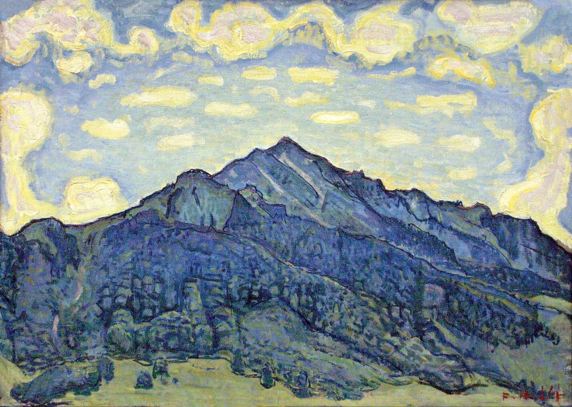 Картина Фердинанда Ходлера Пейзаж Швейцарских Альп 80х57 см