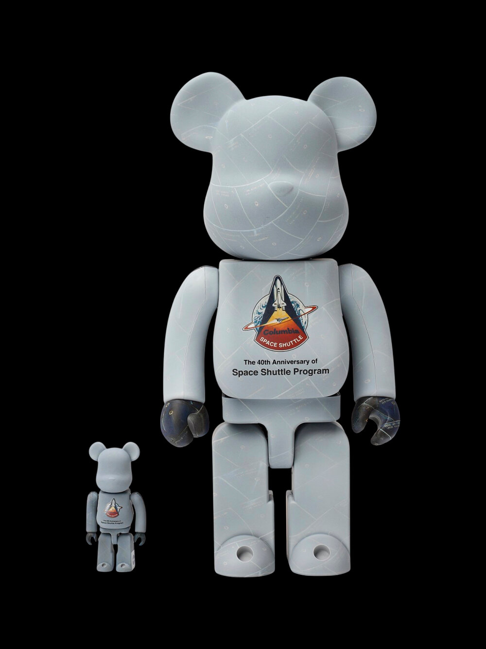 Коллекционная оригинальная фигура Bearbrick Space Shuttle 400% 100% / 28 см высота / ABS пластик / Medicom Toy / Серый