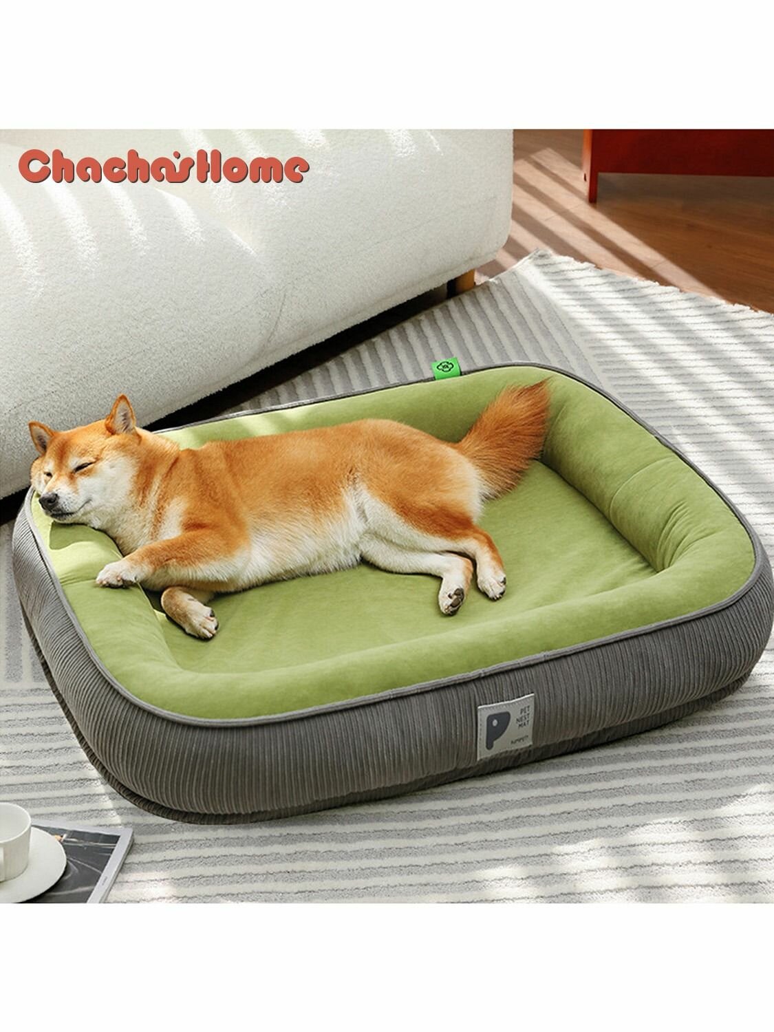 Chachashome Лежанка для кошек и собак премиум-класса с подушкой и съемным чехлом на молнии Мягкий ортопедический лежак для мелких, средних и крупных пород Легко чистить