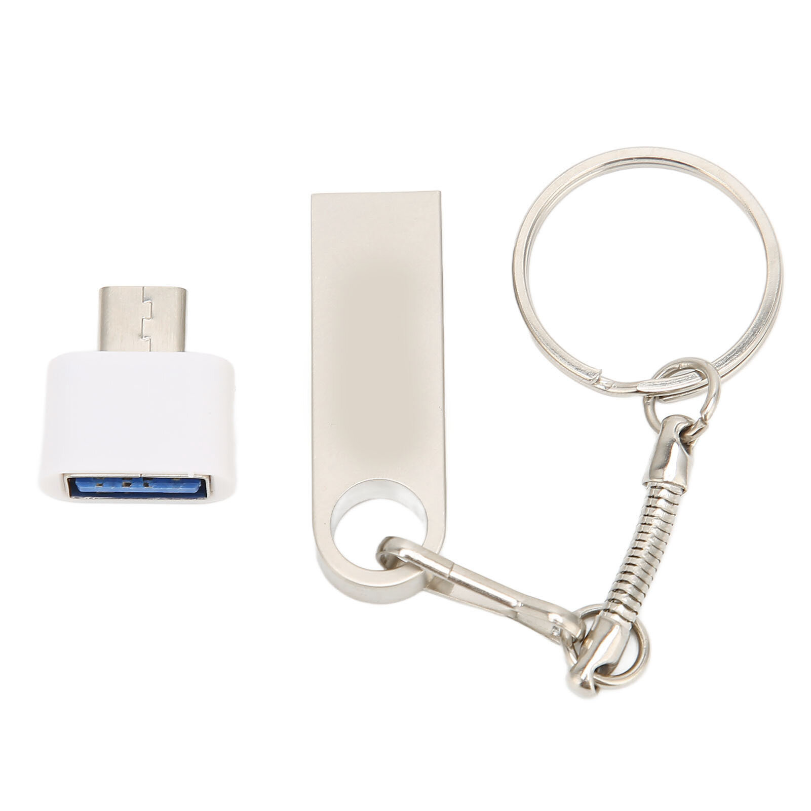 USB-флеш-накопитель USB 2.0 Type-C, двойного использования для мобильного телефона и компьютера, высокоскоростная флешка с брелоком (128 ГБ, серебристый)