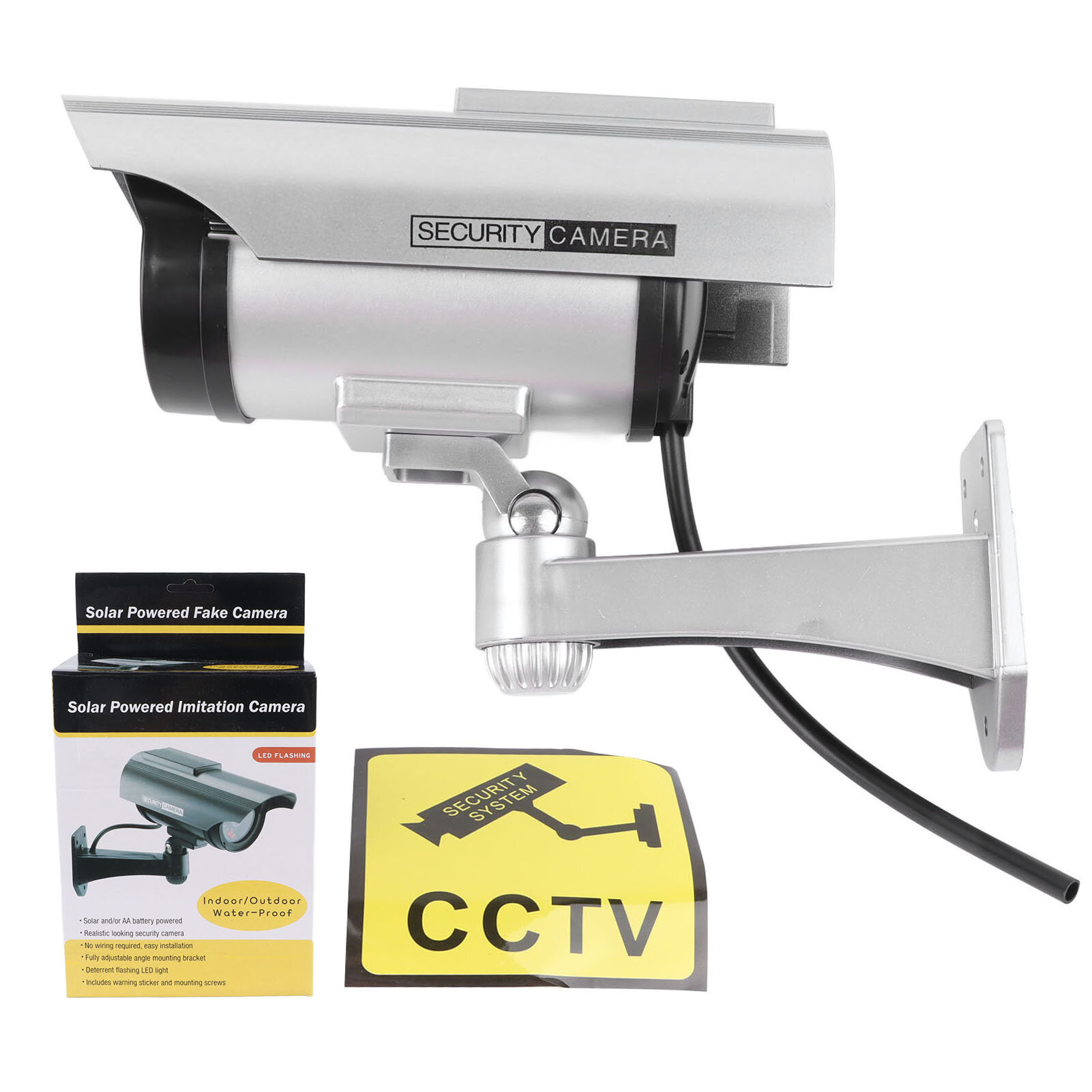 Муляж камеры видеонаблюдения на солнечной батарее со светодиодной мигалкой, имитация монитора безопасности для использования дома, в офисе, на улице